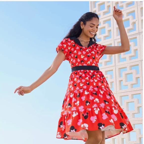Disney | Dresses | Disney Parks Minnie Mouse Fit Flare Dress Zip Up ...